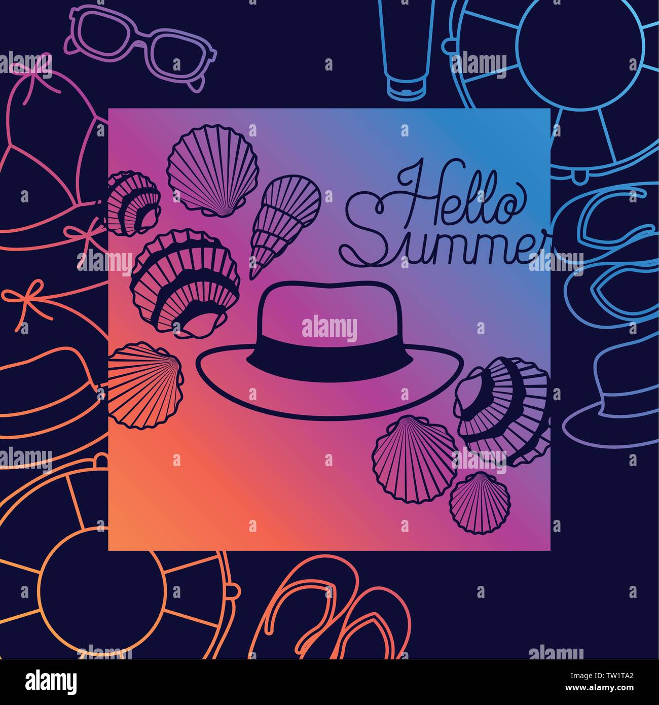 Hello summer inside frame design Stock Vector Image & Art - Alamy