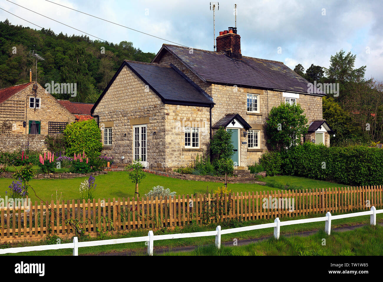 York Stone Cottages in Hutton-le-Hole village on the edge of North York ...