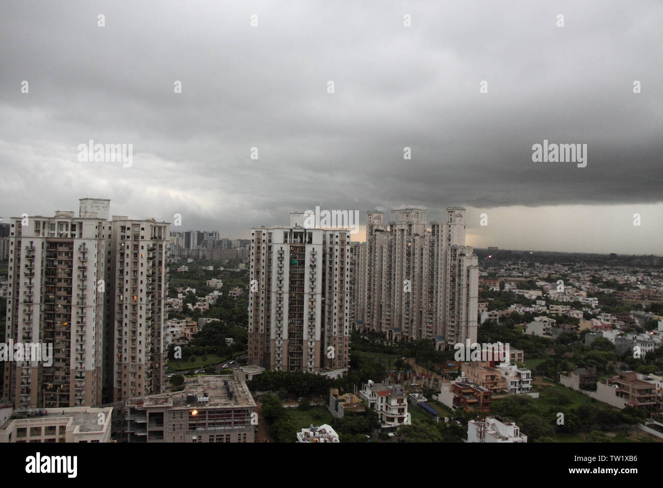 High angle view of a city, Gurgaon, Haryana, India Stock Photo - Alamy