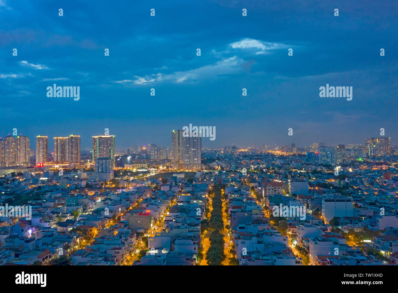 Aerial View of Modern Asian residential development and surrounds at ...