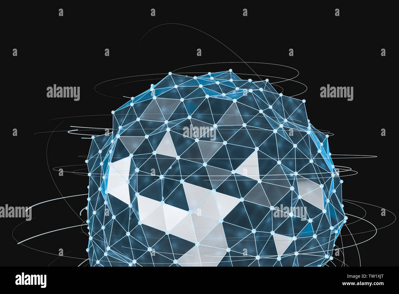 Three-dimensional rendering, sphere lines and nodes Stock Photo - Alamy