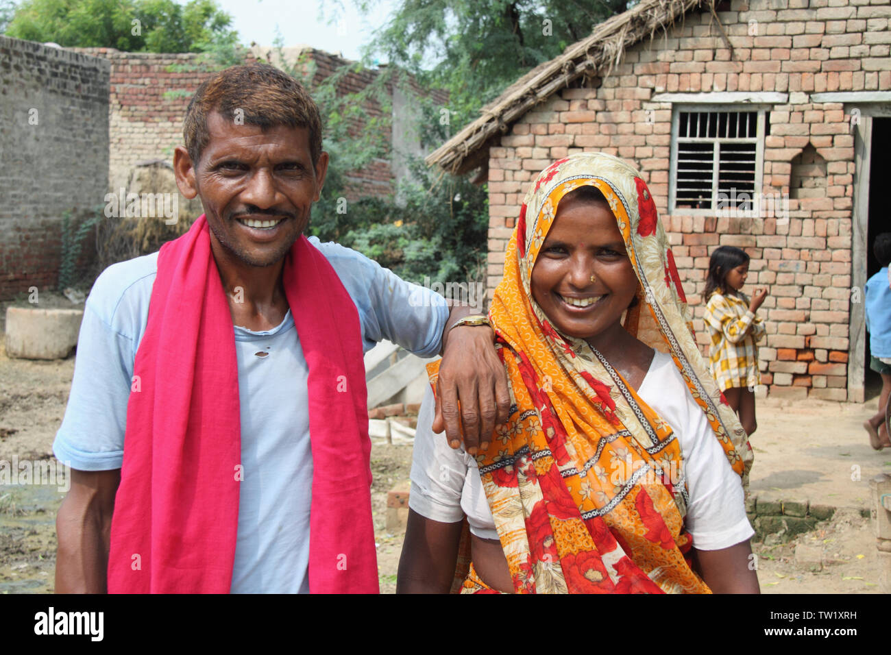 Portrait of a couple smiling, India Stock Photo - Alamy