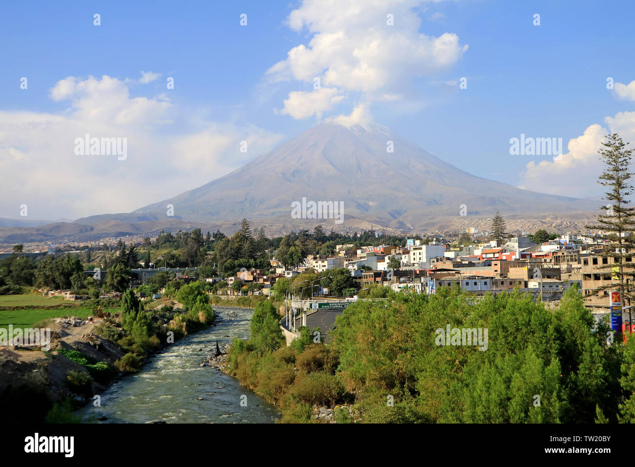 Panoramic View of Misti Volcano and Chili River as Seen from Arequipa ...