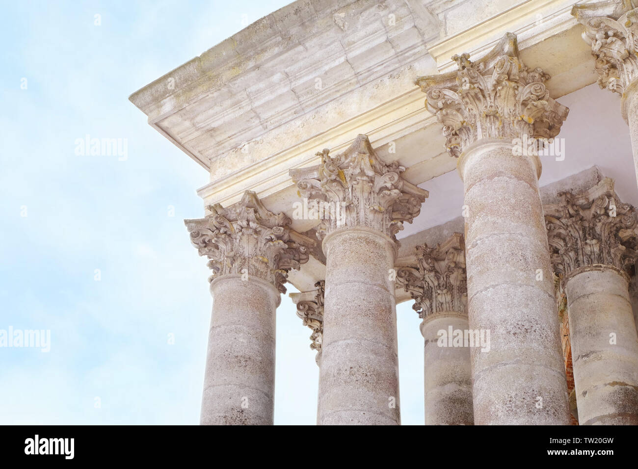 Closeup view of ancient building with columns Stock Photo - Alamy