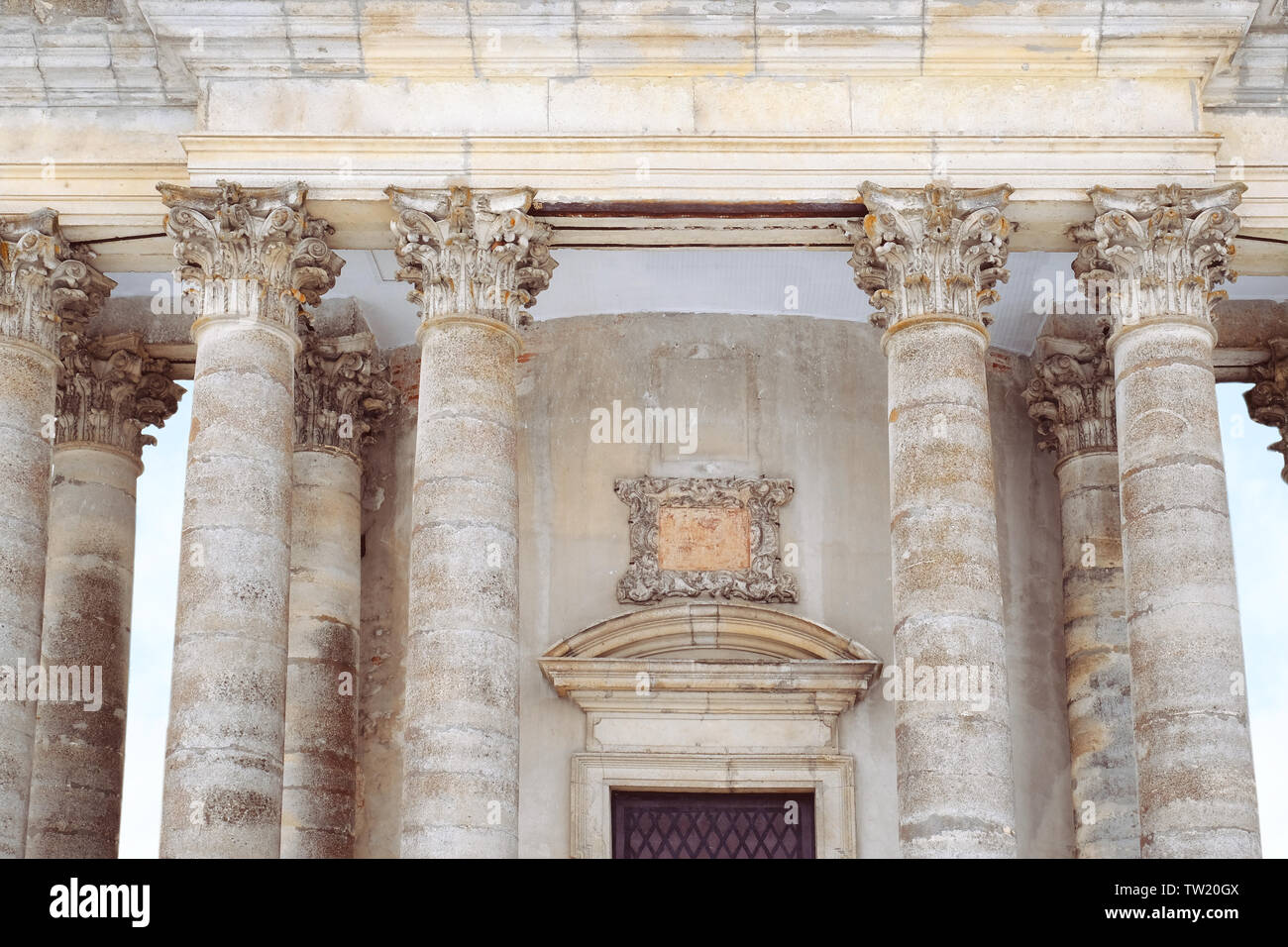 Closeup view of ancient building with columns Stock Photo - Alamy