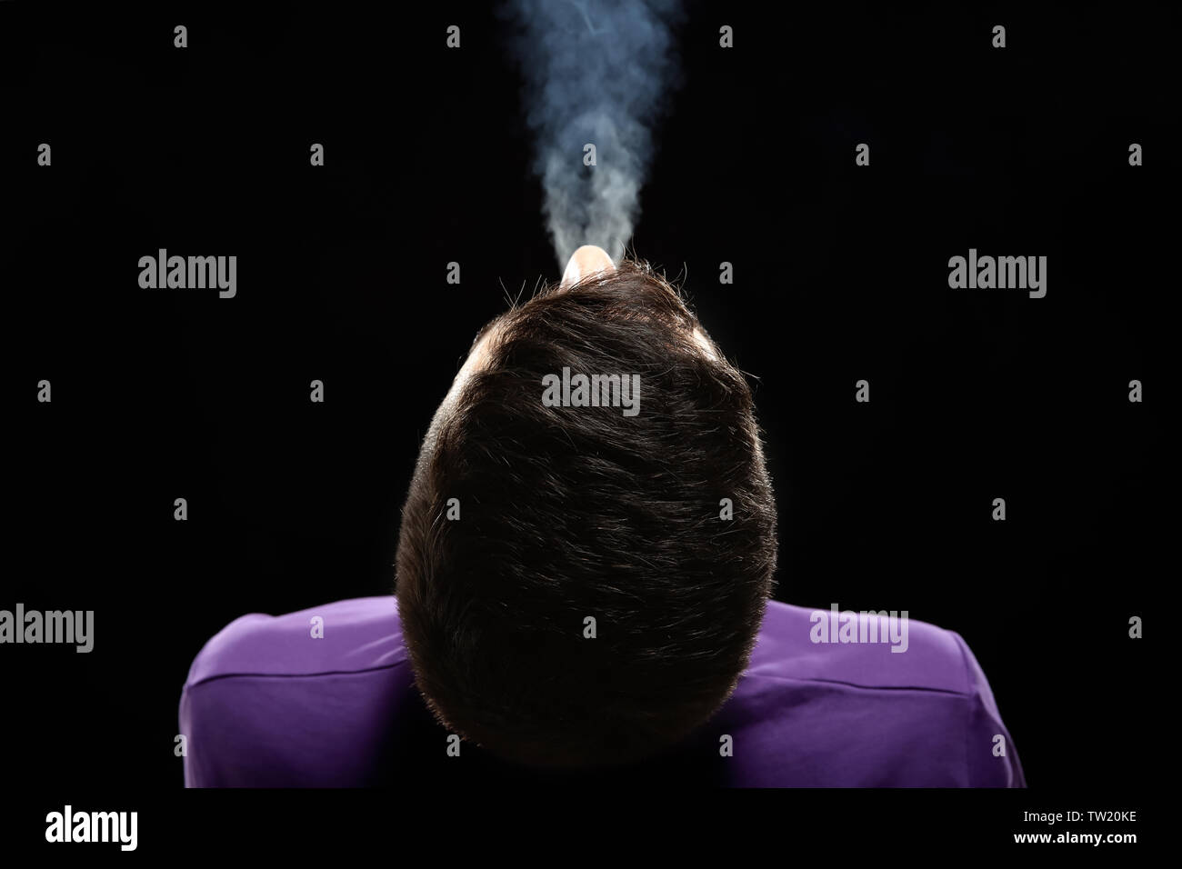 Addicted man exhaling cigarette hi-res stock photography and images - Alamy