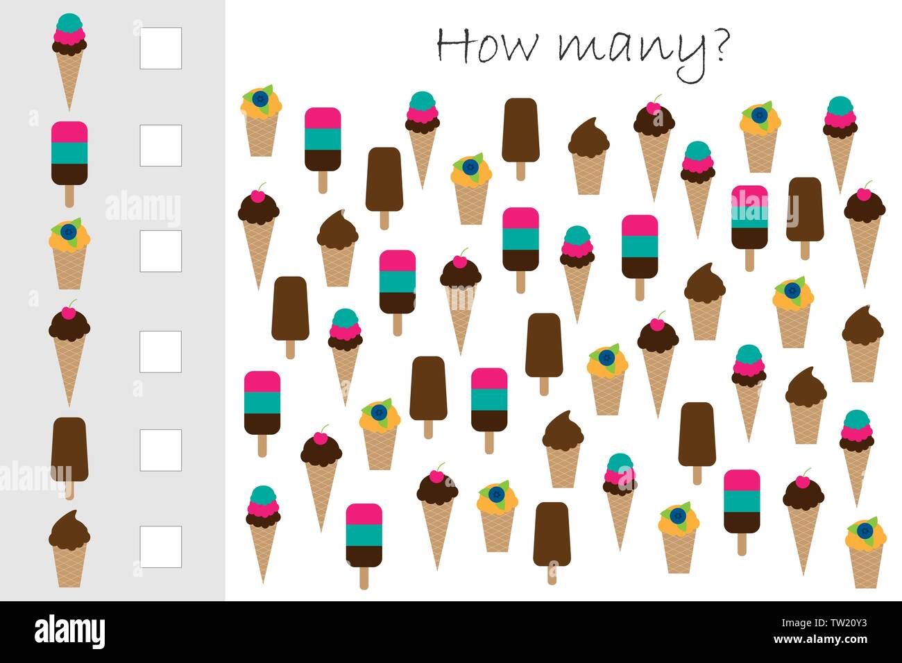 How many counting game with ice cream for kids, educational maths task ...
