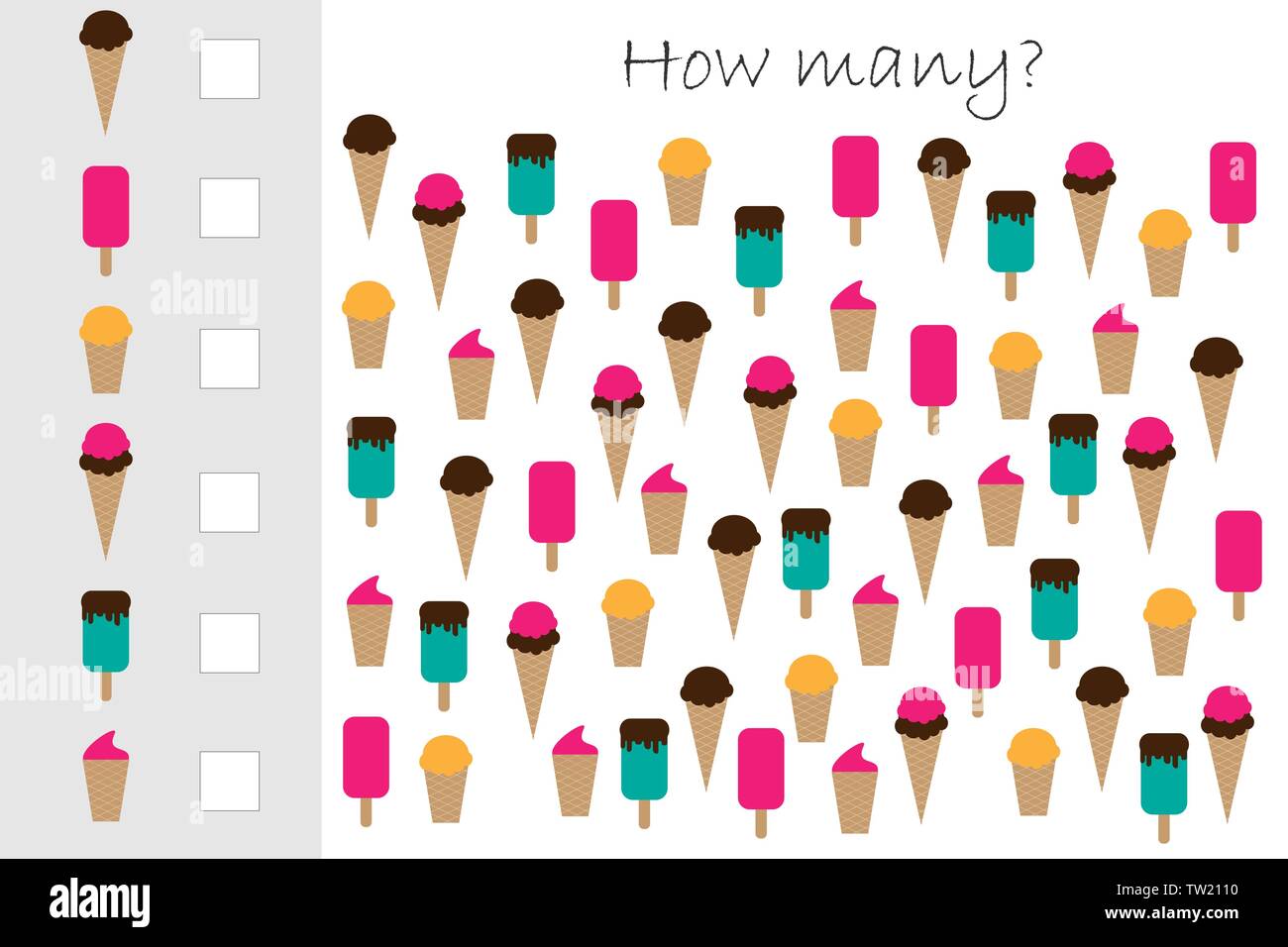 How many counting game with ice cream for kids, educational maths task ...