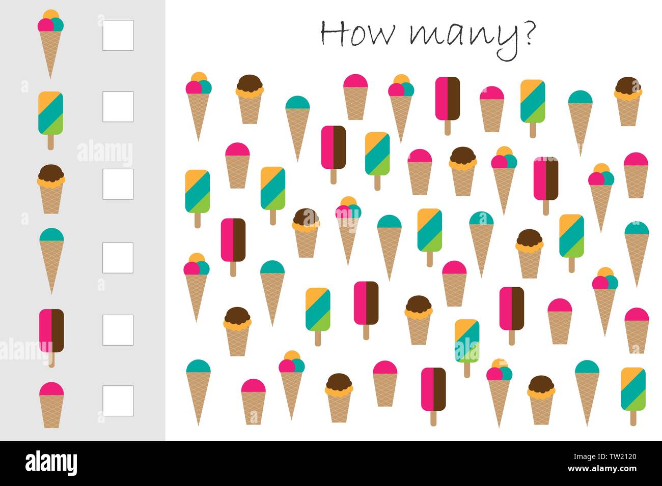 How many counting game with ice cream for kids, educational maths task ...
