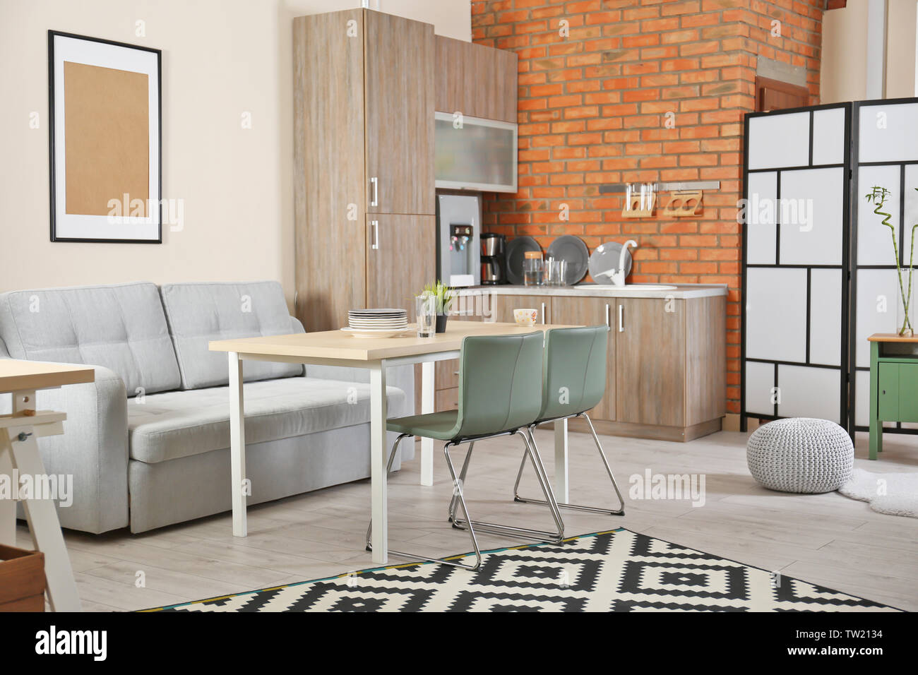 Modern kitchen room interior Stock Photo - Alamy