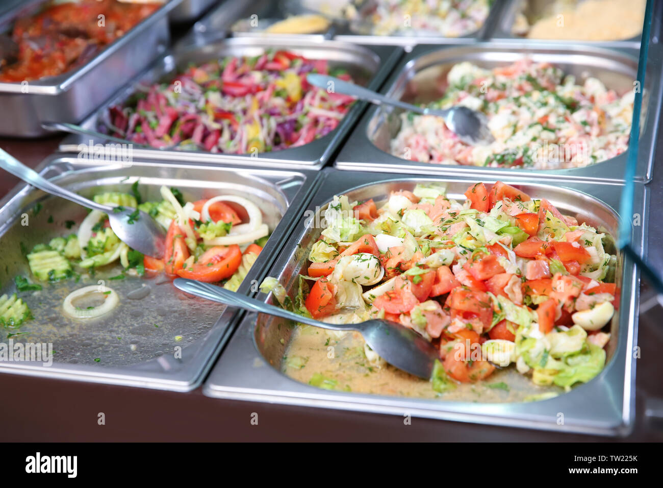Steel self service trays hi-res stock photography and images - Alamy