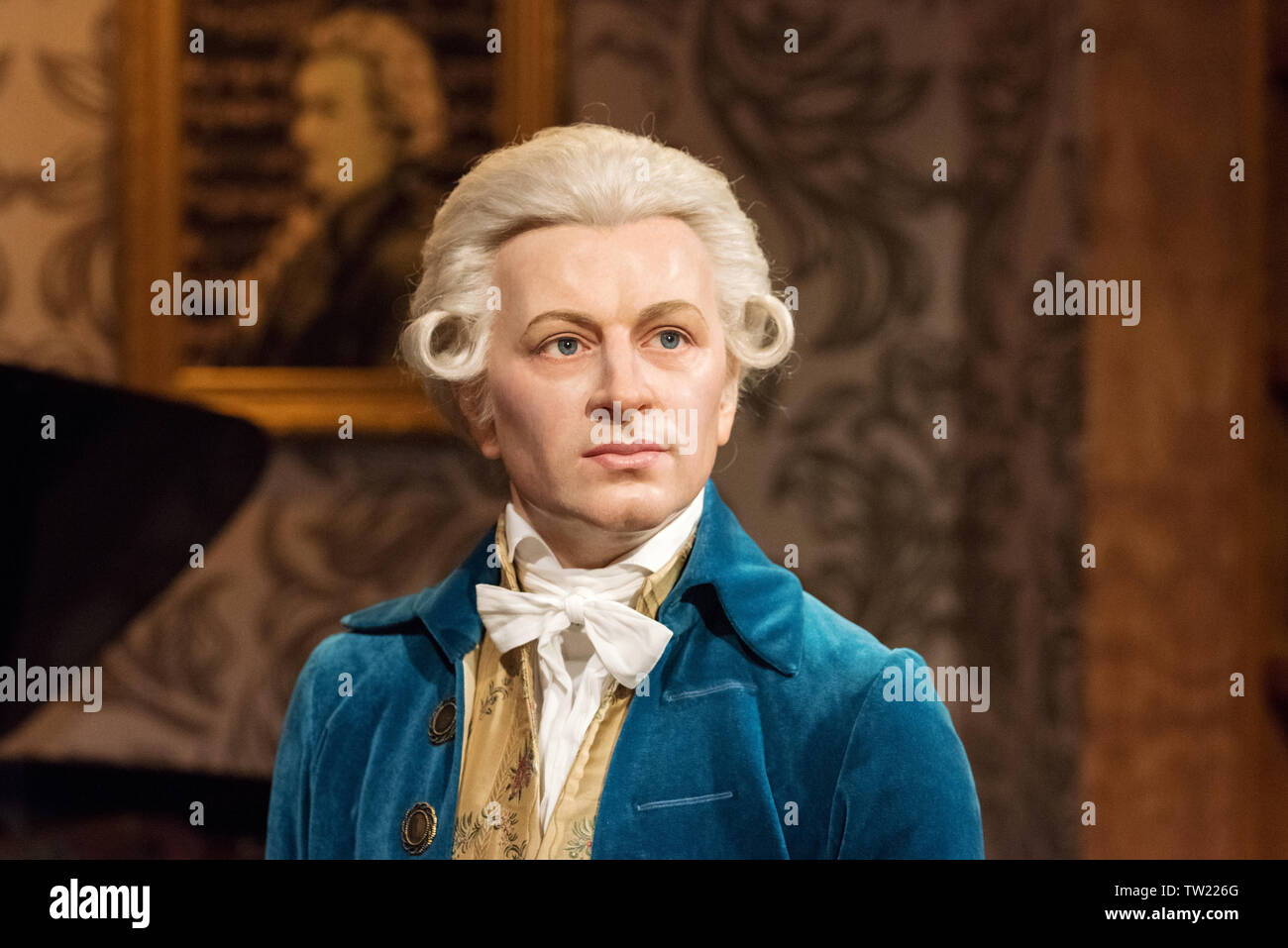 ISTANBUL, TURKEY - MARCH 16, 2017: Wolfgang Amadeus Mozart wax figure ...