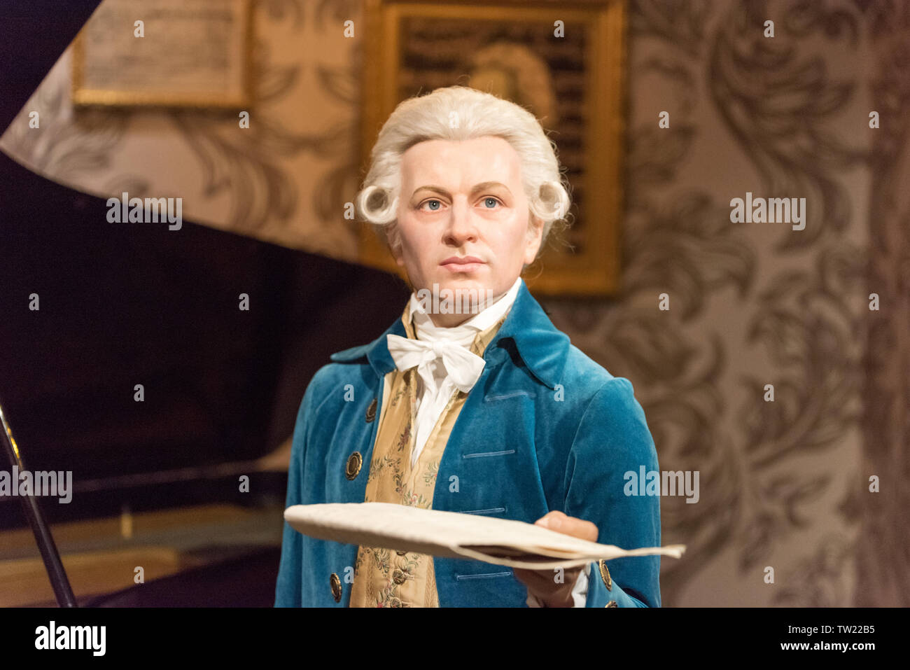 ISTANBUL, TURKEY - MARCH 16, 2017: Wolfgang Amadeus Mozart wax figure ...