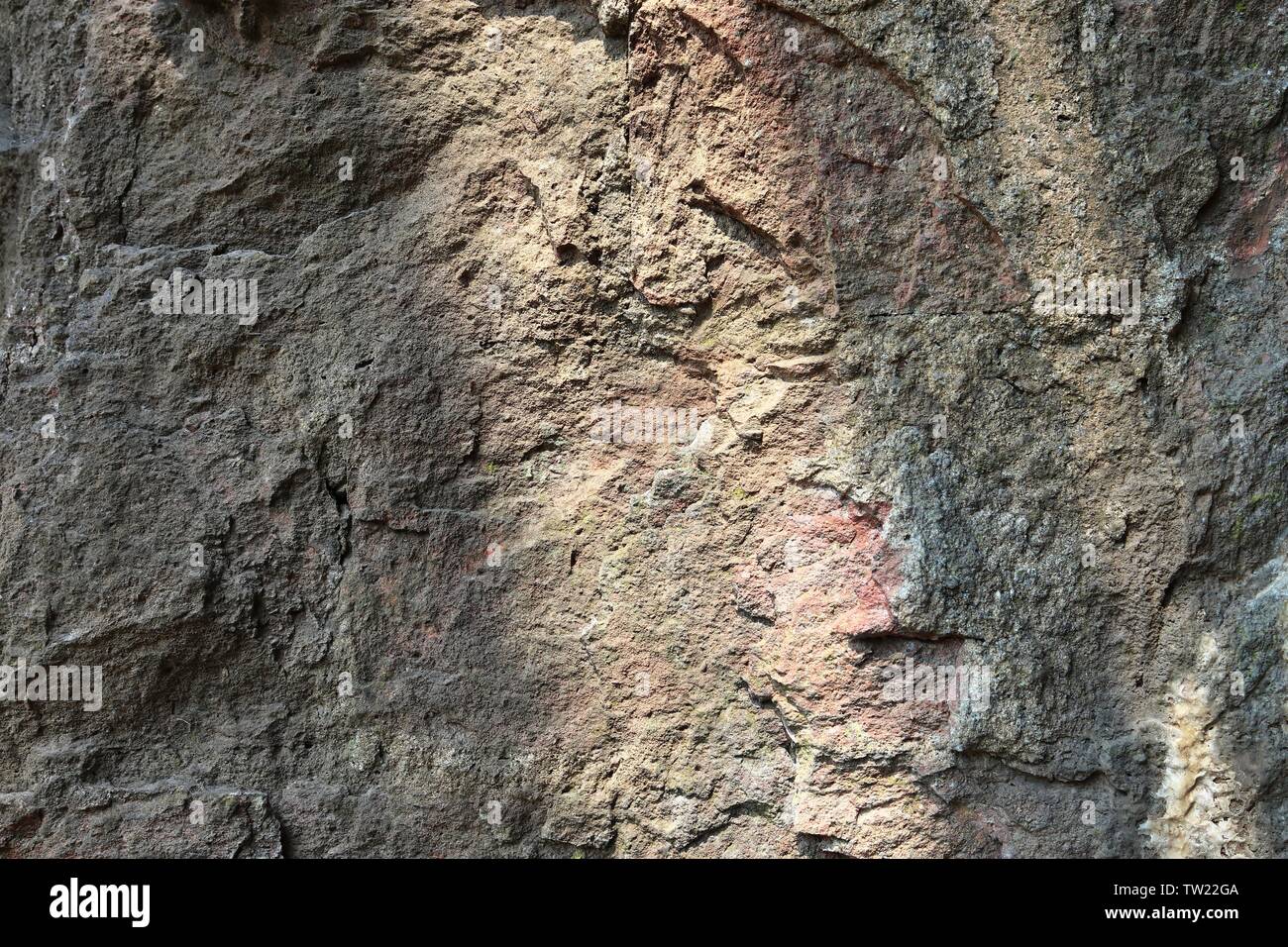 Detailed close up surface of aged and weathered concrete wall textures ...