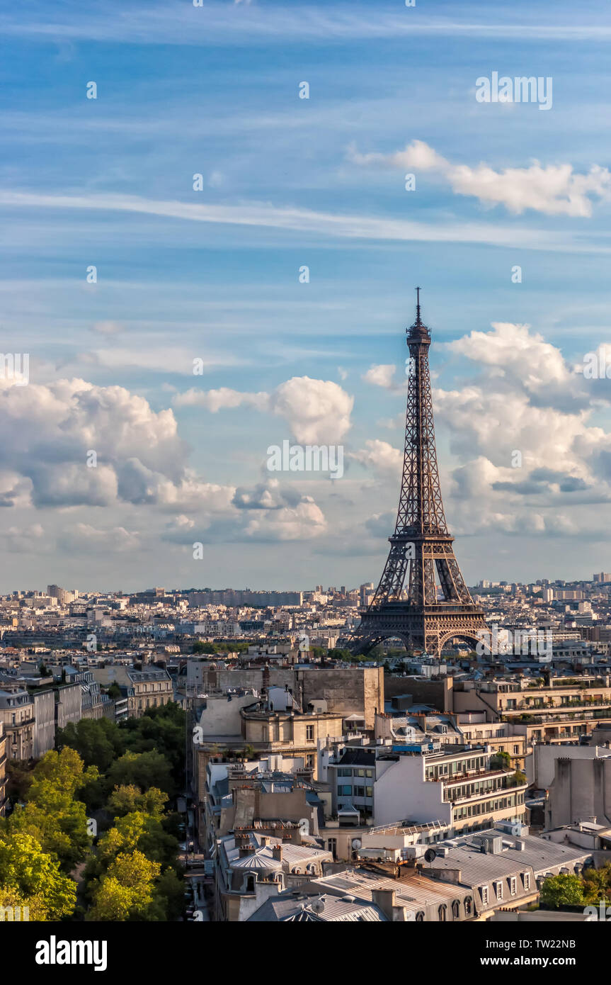 The Eiffel Tower of Paris under the blue sky Stock Photo - Alamy