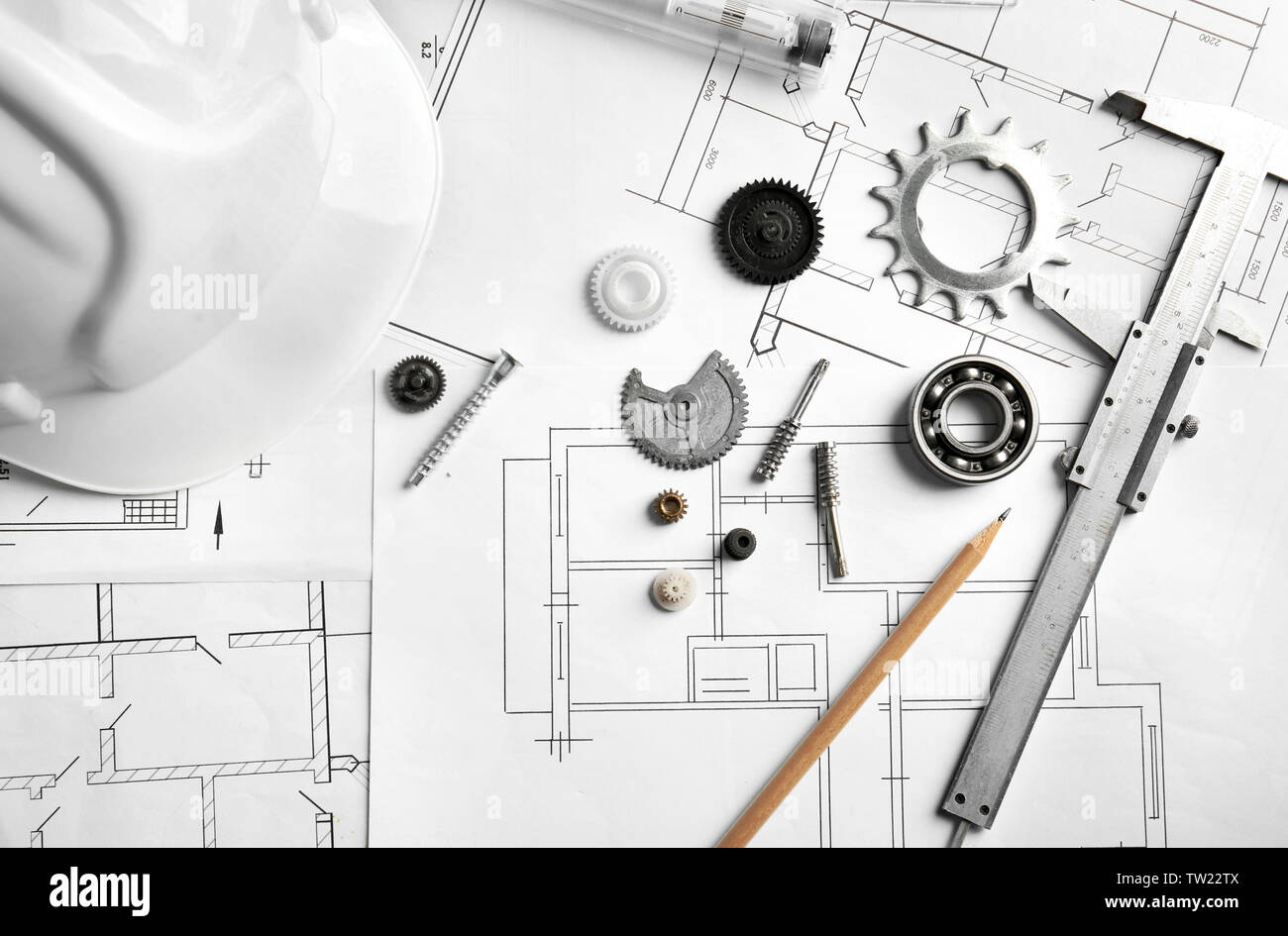 Different kinds of engineering tools on construction drawings ...