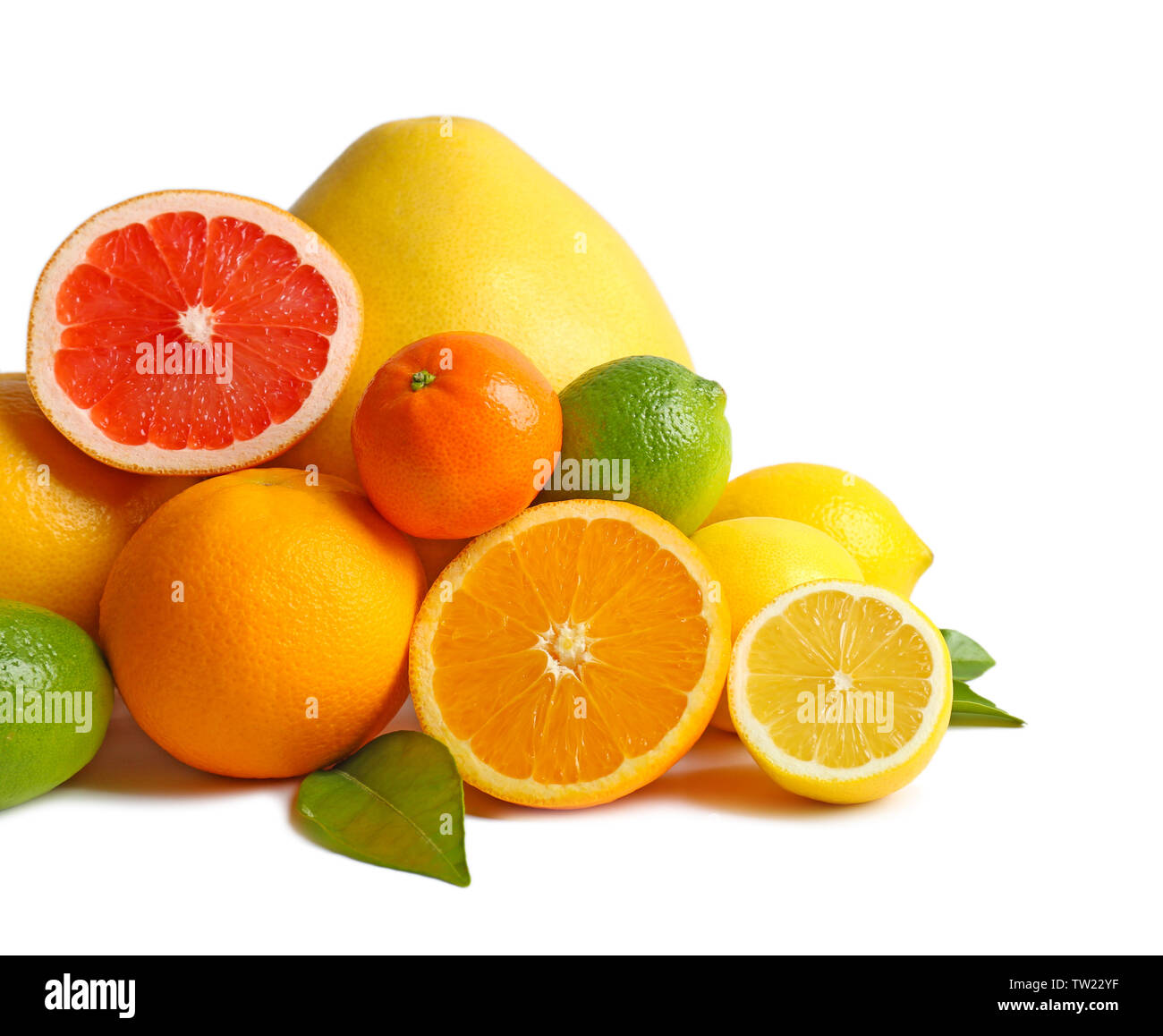 Citrus fruits on white background Stock Photo - Alamy