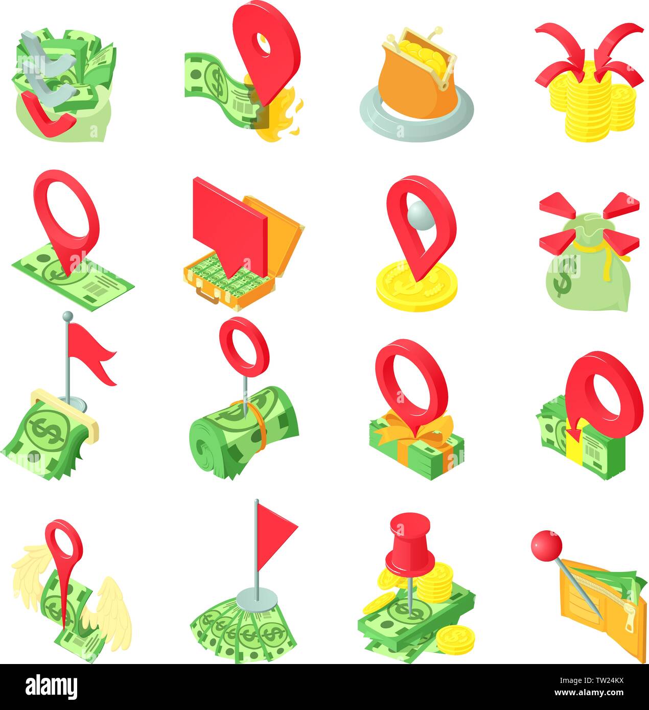 Money mark icons set, isometric style Stock Vector Image & Art - Alamy