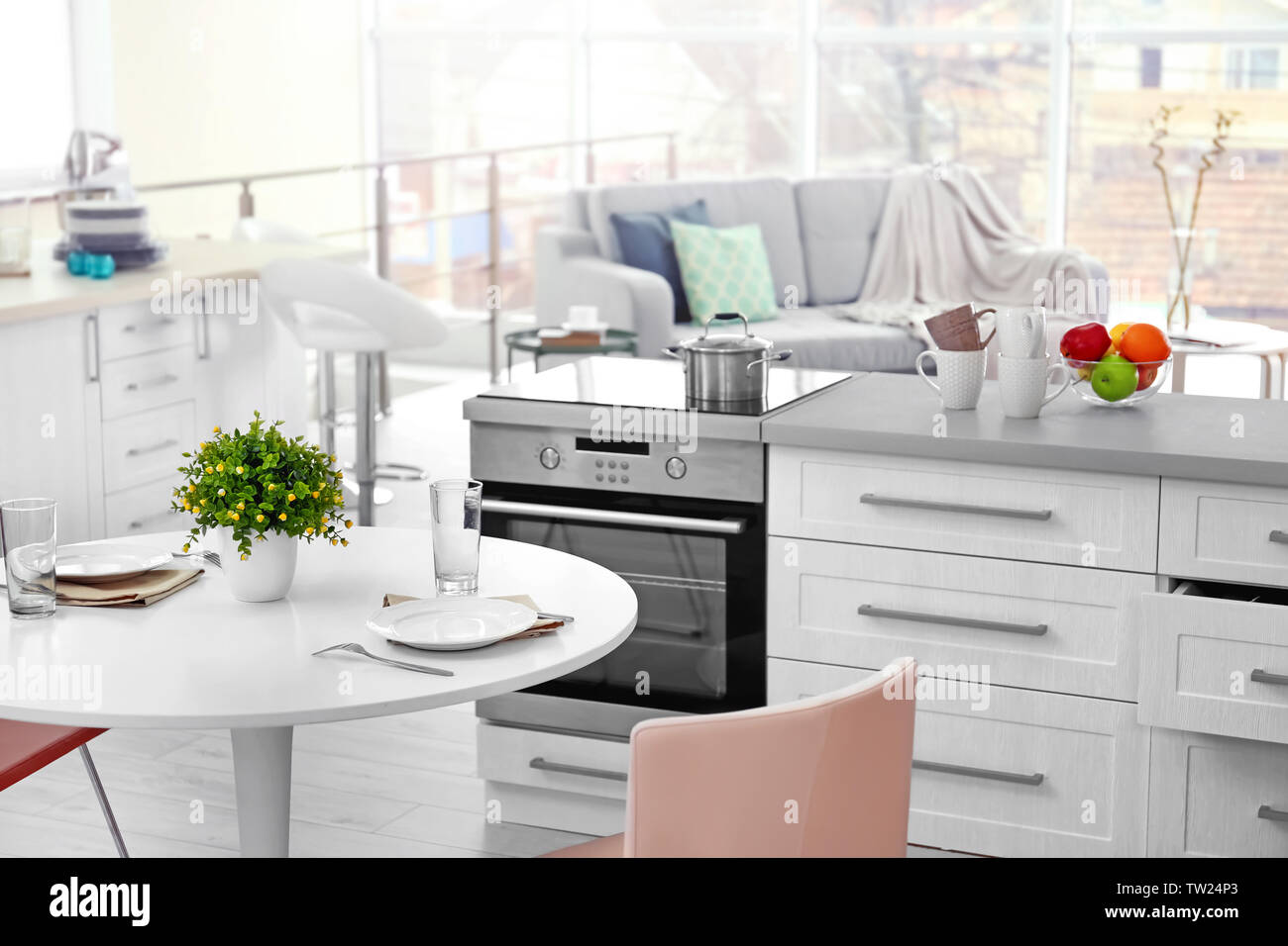 Modern kitchen room interior Stock Photo - Alamy