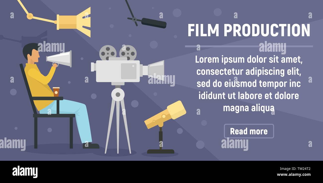 Film production concept banner. Flat illustration of film production ...