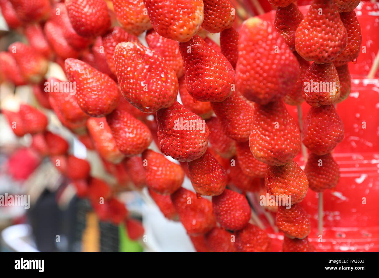 Strawberry ice sugar gourd Stock Photo - Alamy