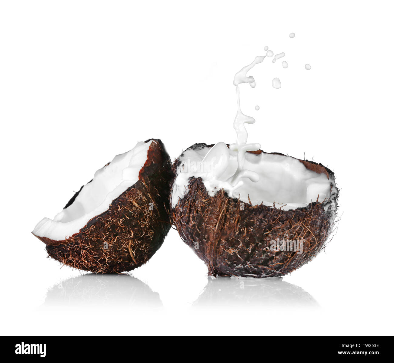 Freshly opened coconut Cut Out Stock Images & Pictures - Alamy