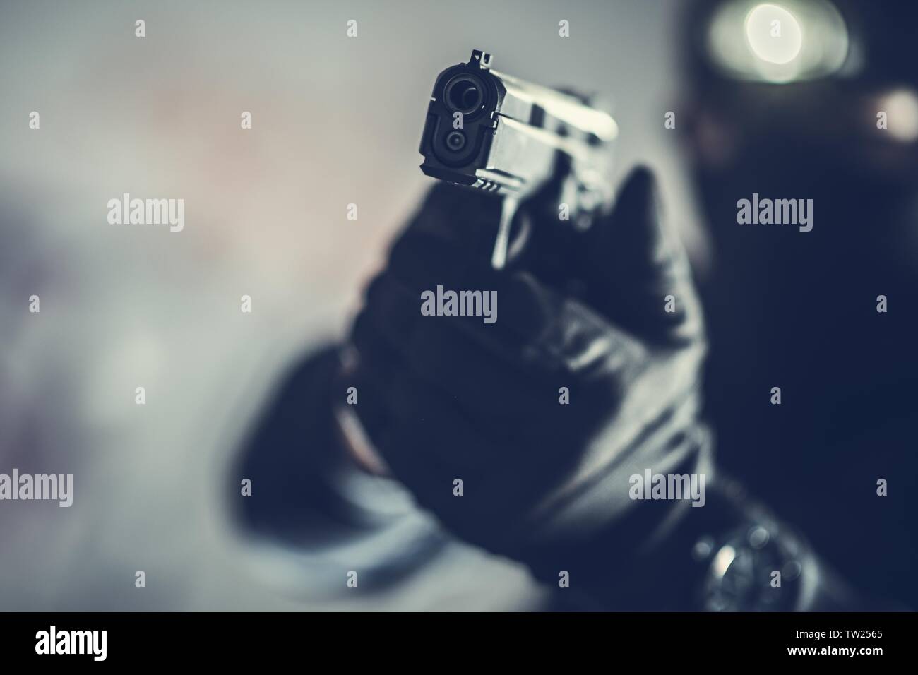 Police Special Forces Soldier with a Gun. Counter Terrorism Theme Stock ...