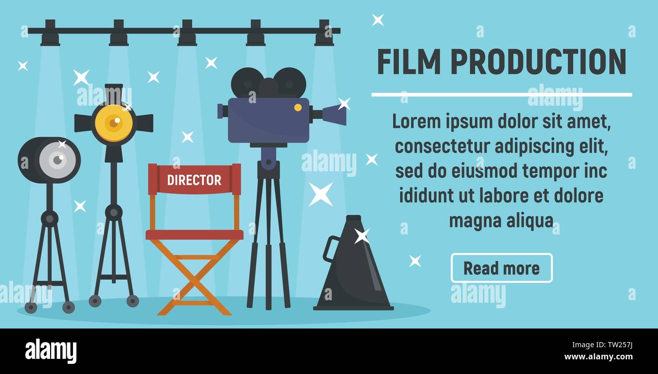 Modern film production concept banner. Flat illustration of modern film ...