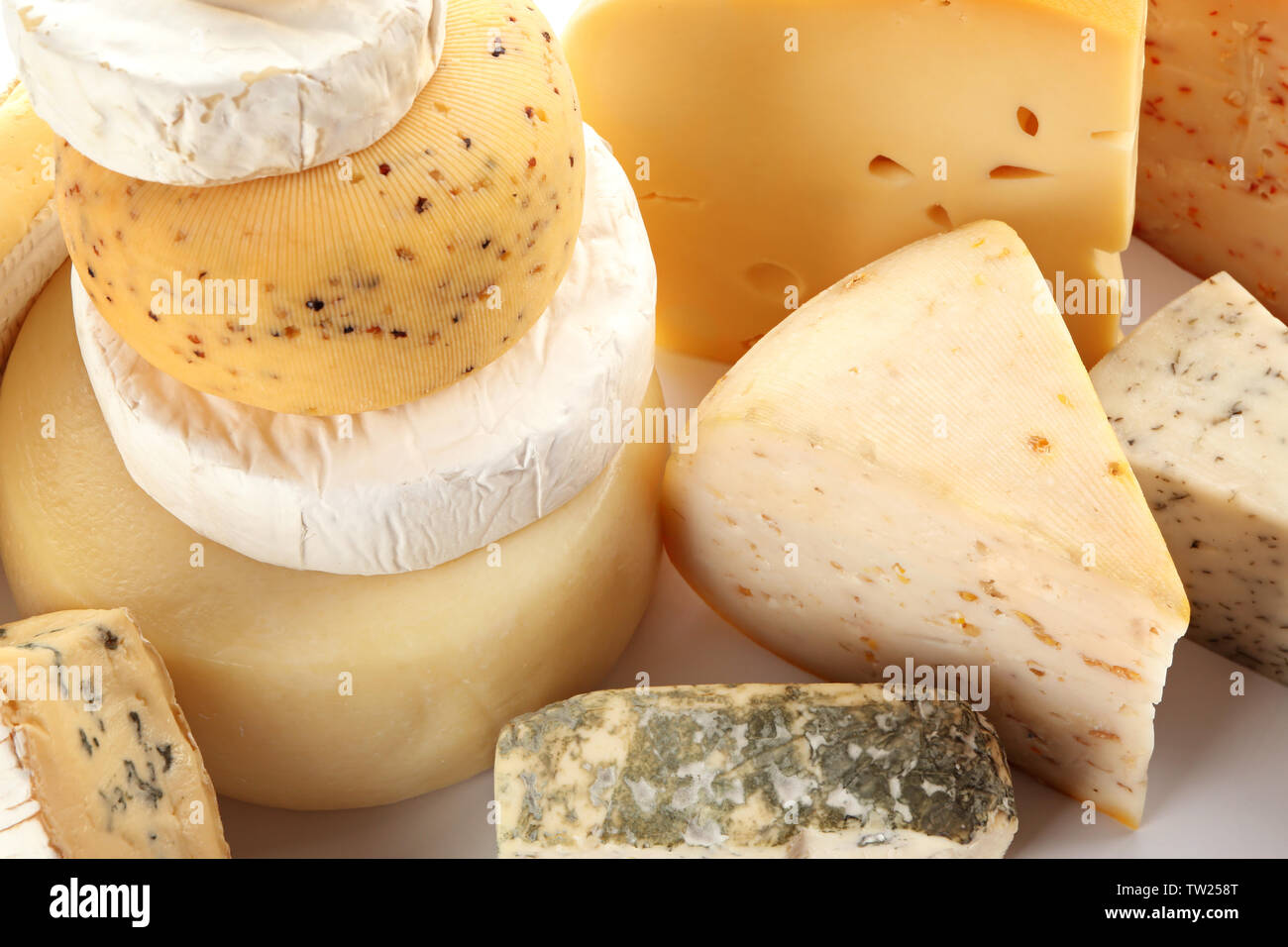 Set of various cheeses on white background, closeup Stock Photo - Alamy
