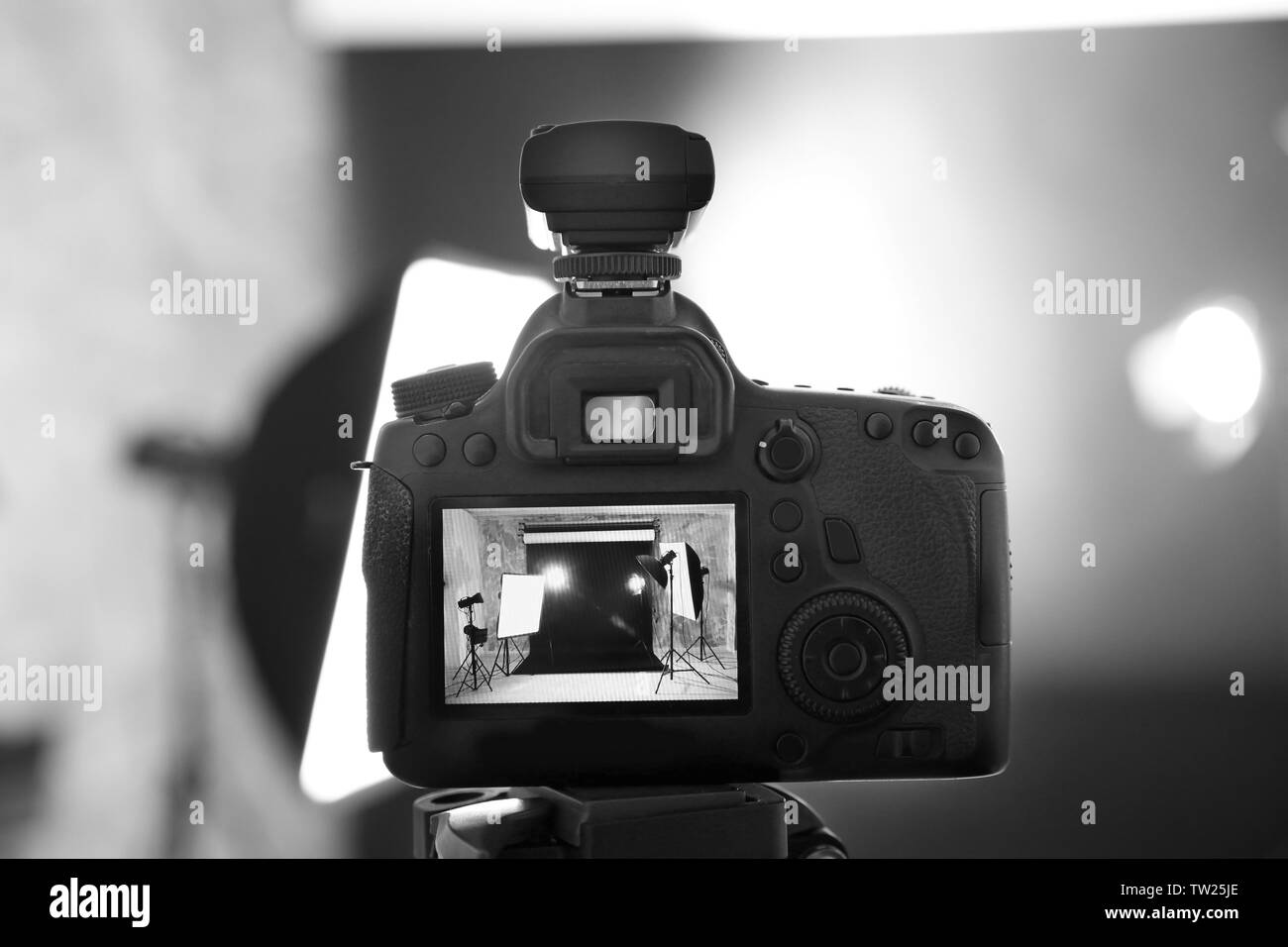 Empty photo studio interior on camera display Stock Photo - Alamy
