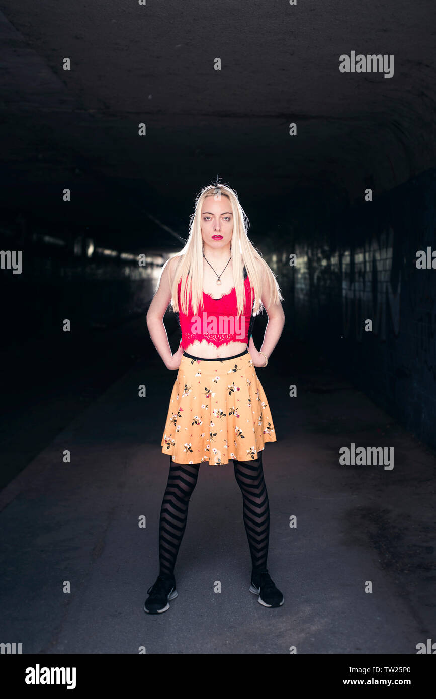 Girl Standing In Darkness Alone Stock Photos & Girl Standing In ...