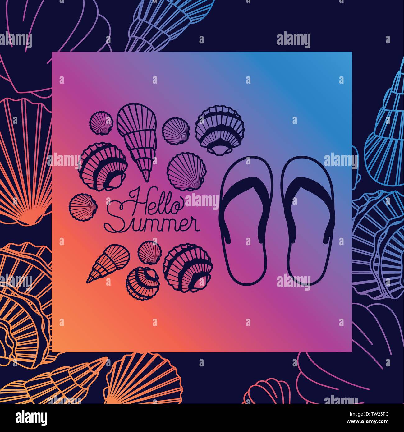 Hello summer inside frame design Stock Vector Image & Art - Alamy