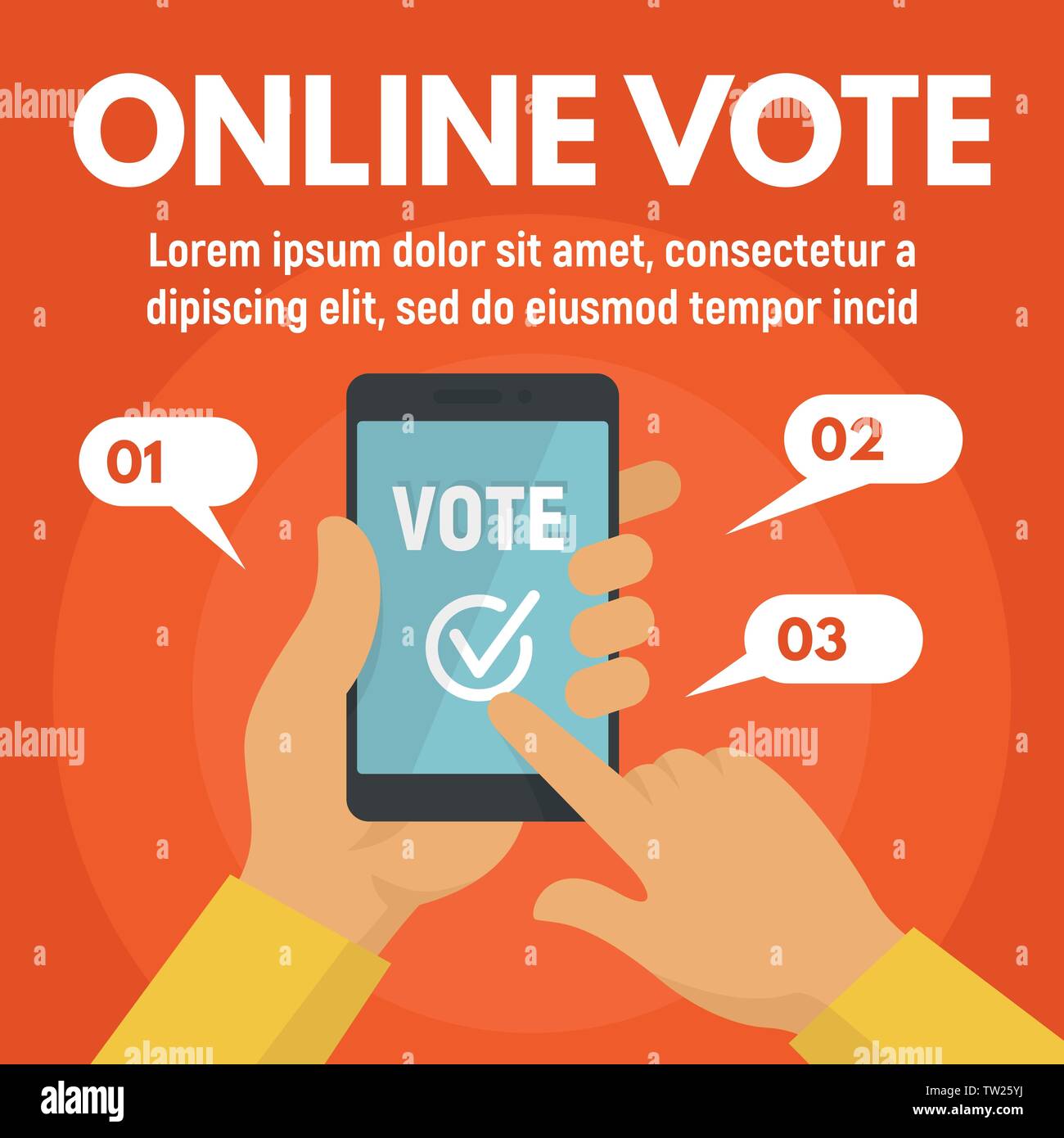 Online smartphone vote concept banner. Flat illustration of online ...