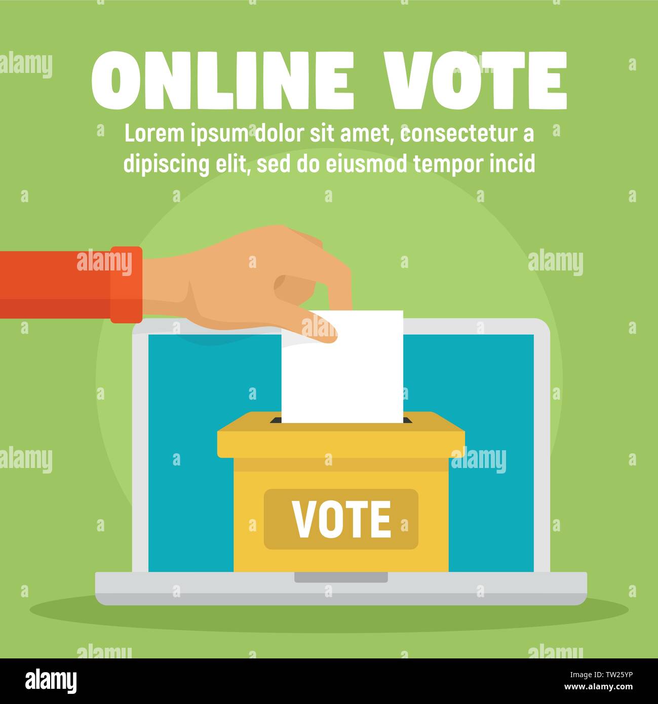 Online vote ballot box concept banner. Flat illustration of online vote ...