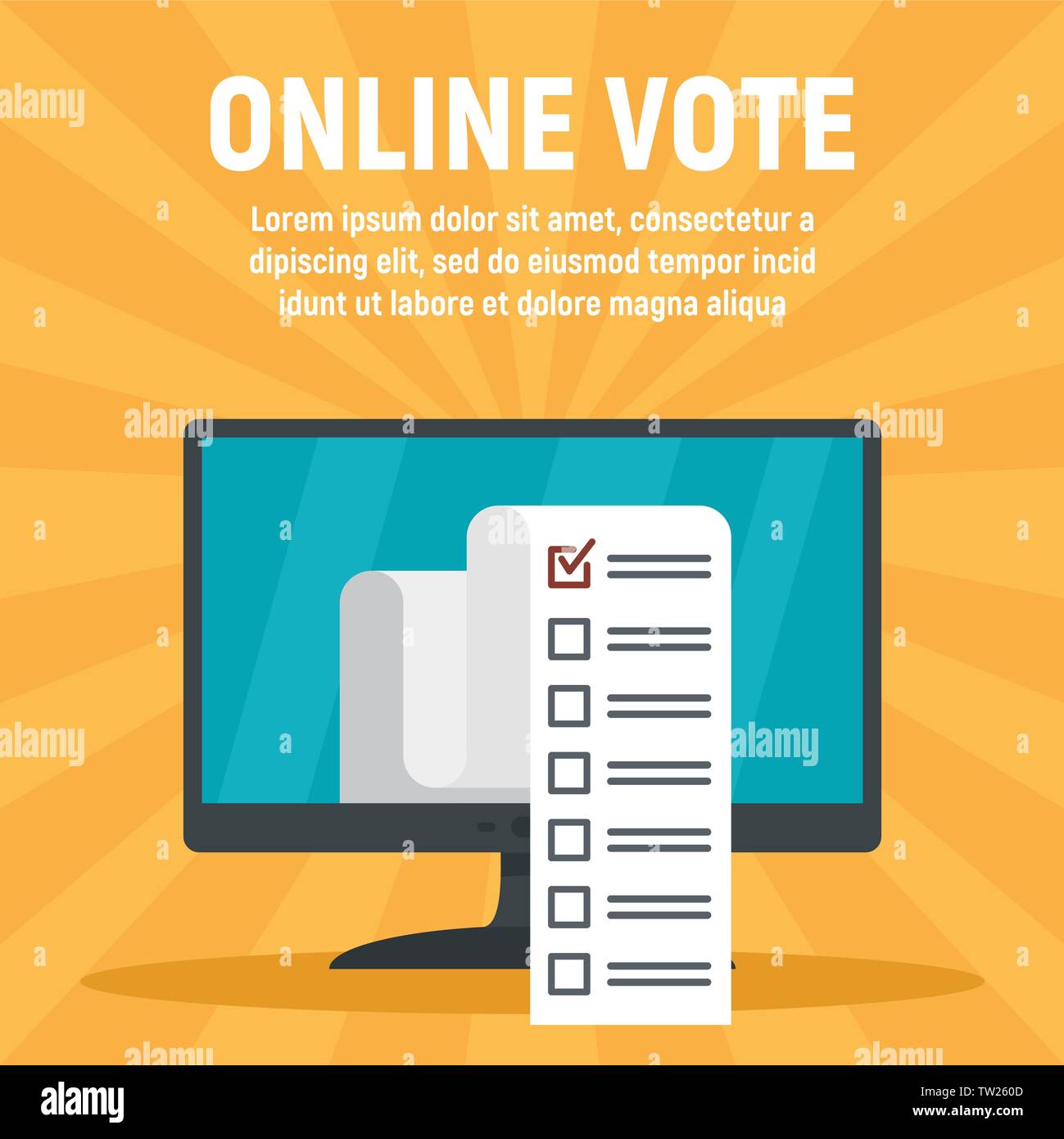 Online computer vote concept banner. Flat illustration of online ...