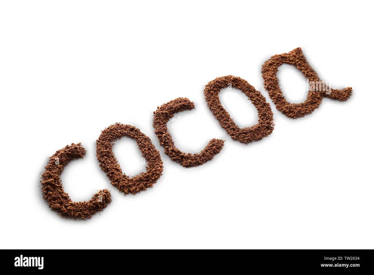Word COCOA made of powder on white background Stock Photo - Alamy