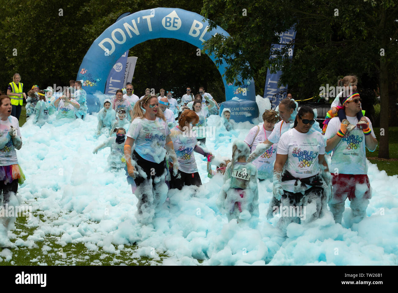 The "Blue Zone" seen in the Walks during Kings Lynn`s "Bubble Rush" 5k ...