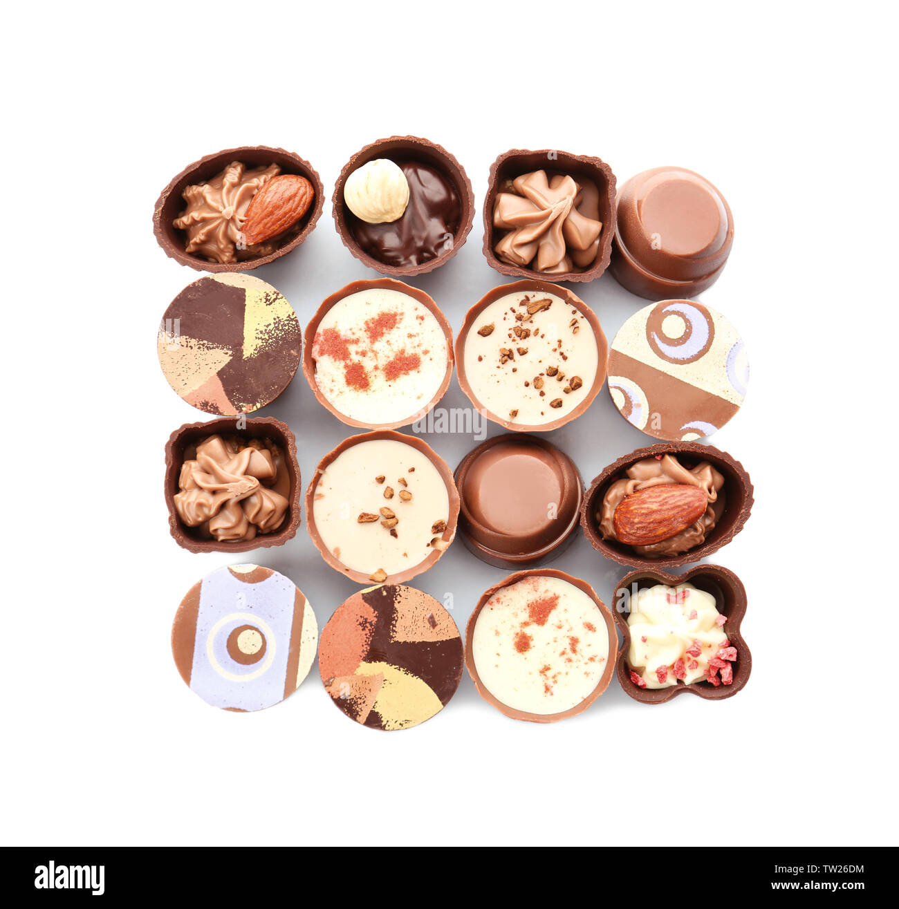 Delicious chocolate candies, isolated on white Stock Photo - Alamy