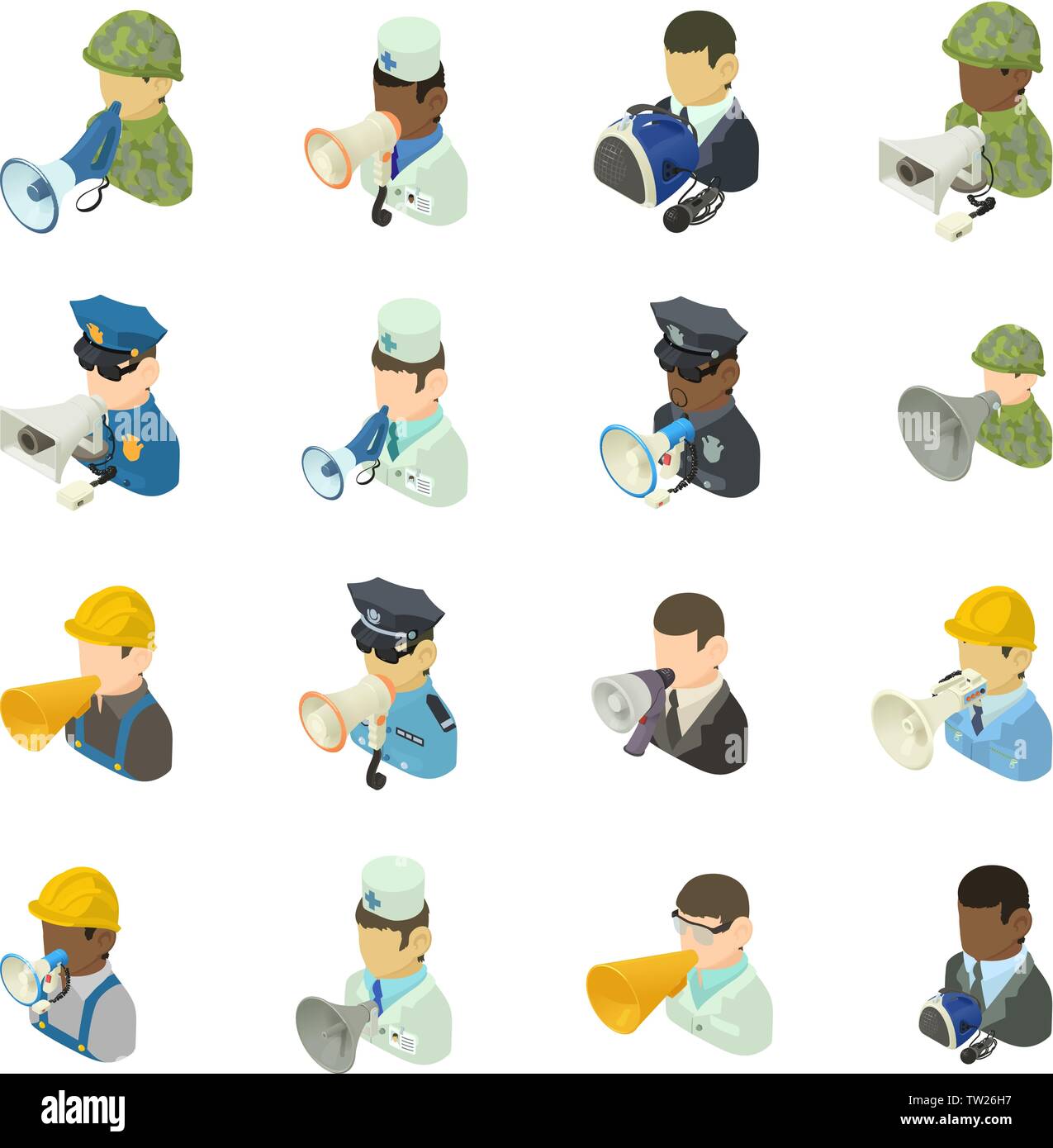 Alert service icons set, isometric style Stock Vector Image & Art - Alamy