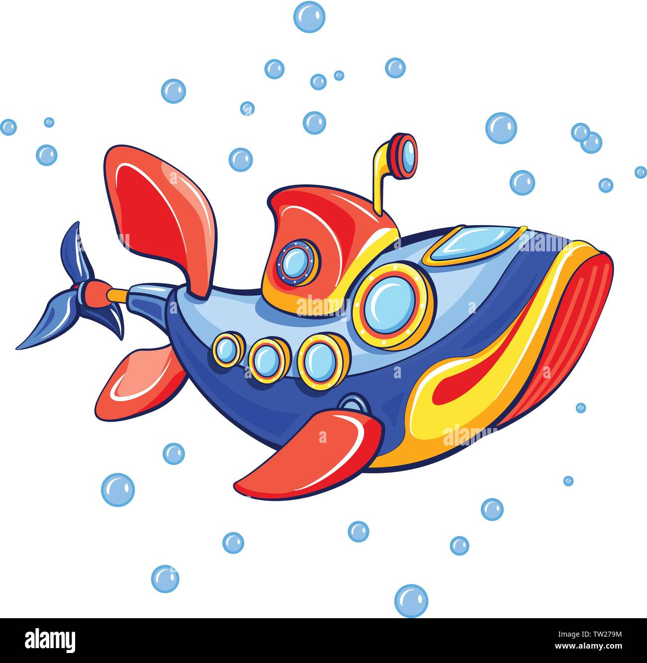 Fish submarine icon. Cartoon of fish submarine vector icon for web ...