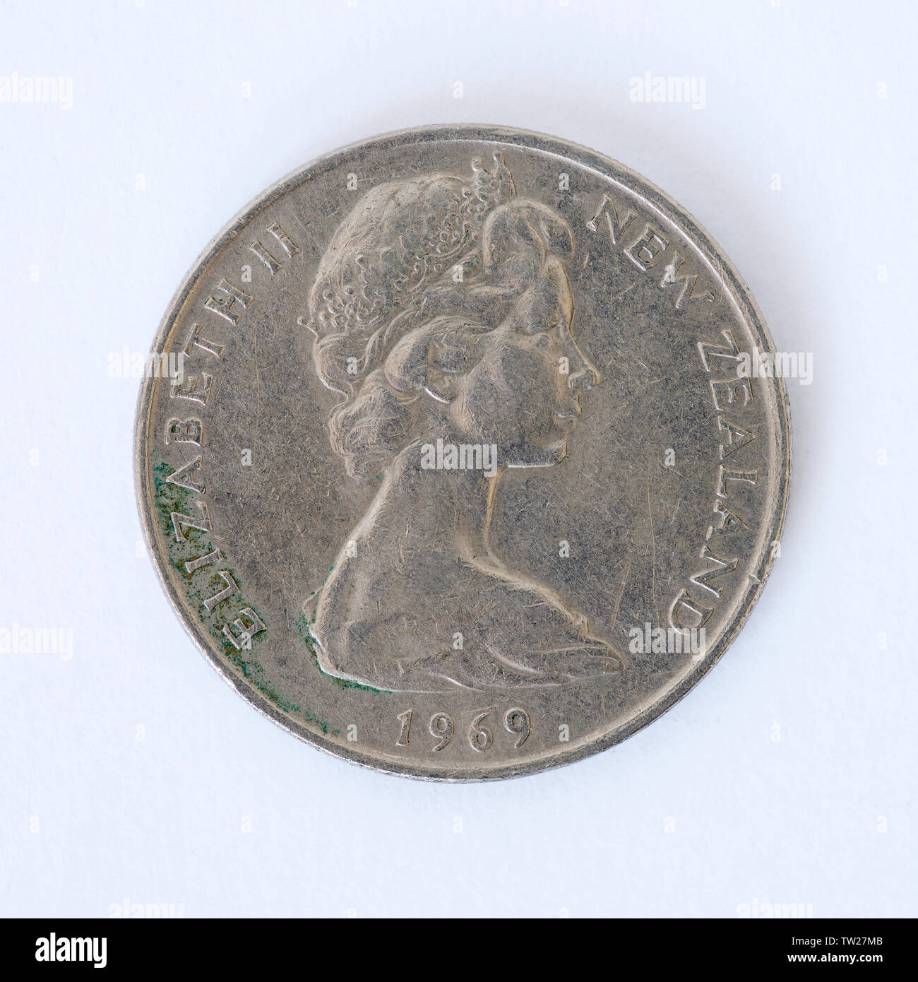 New Zealand 20 Cents - Elizabeth II Coin - 1969 Stock Photo - Alamy