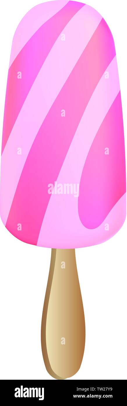 Pink striped popsicle icon. Cartoon of pink striped popsicle vector ...