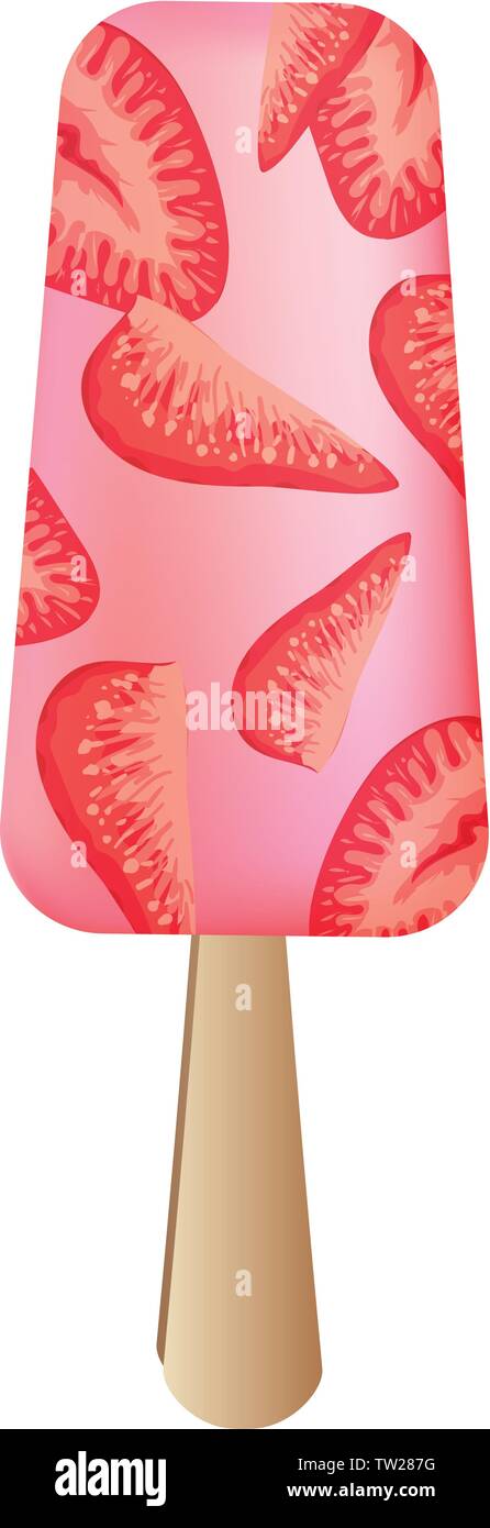 Strawberry popsicle icon. Cartoon of strawberry popsicle vector icon ...