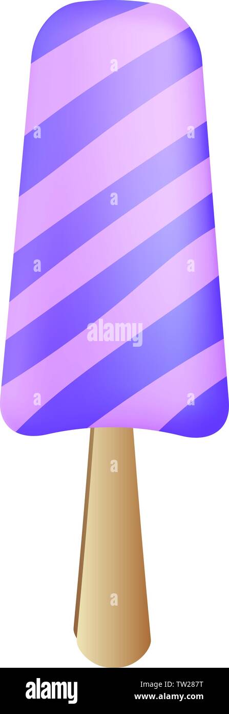Violet striped popsicle icon. Cartoon of violet striped popsicle vector ...