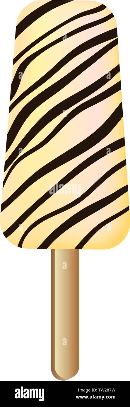 Milk striped chocolate popsicle icon. Cartoon of milk striped chocolate ...