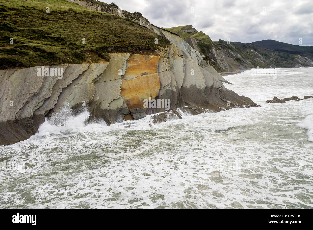 The Acantilado Flysch in Zumaia - Basque Country. Flysch is a sequence ...