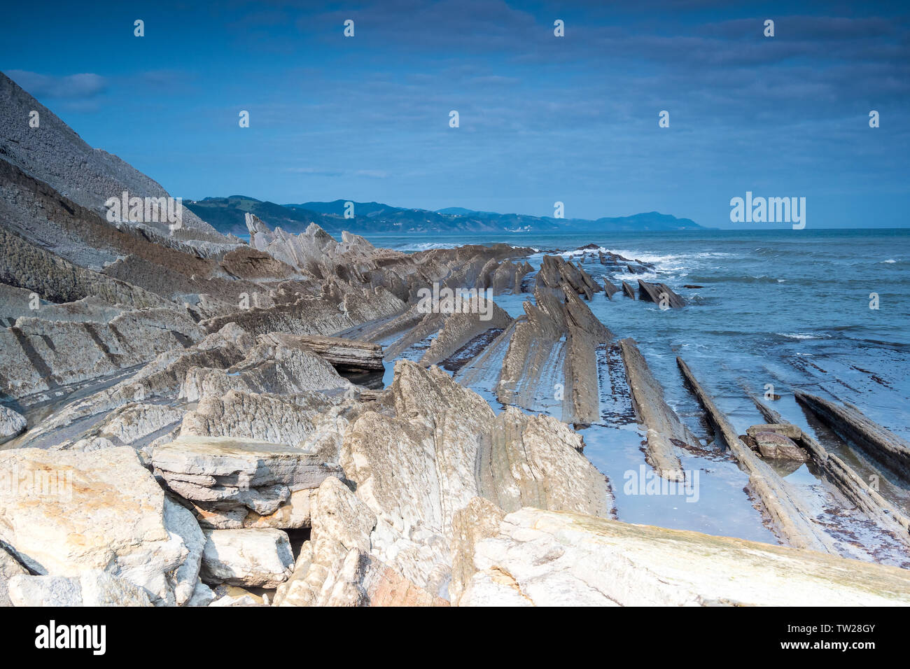 The Acantilado Flysch in Zumaia - Basque Country. Flysch is a sequence ...