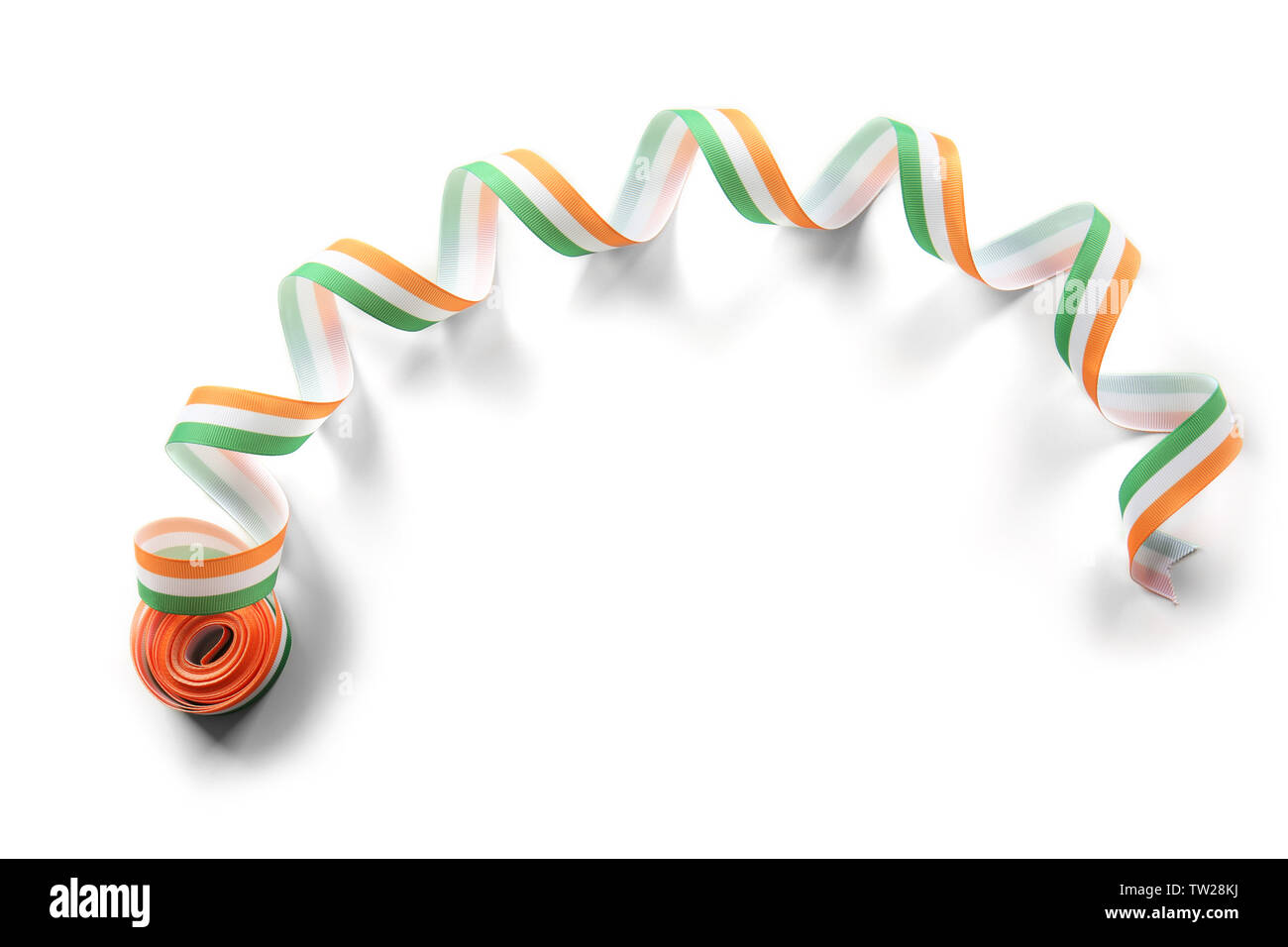 Ribbon in colors of Indian flag on white background Stock Photo - Alamy