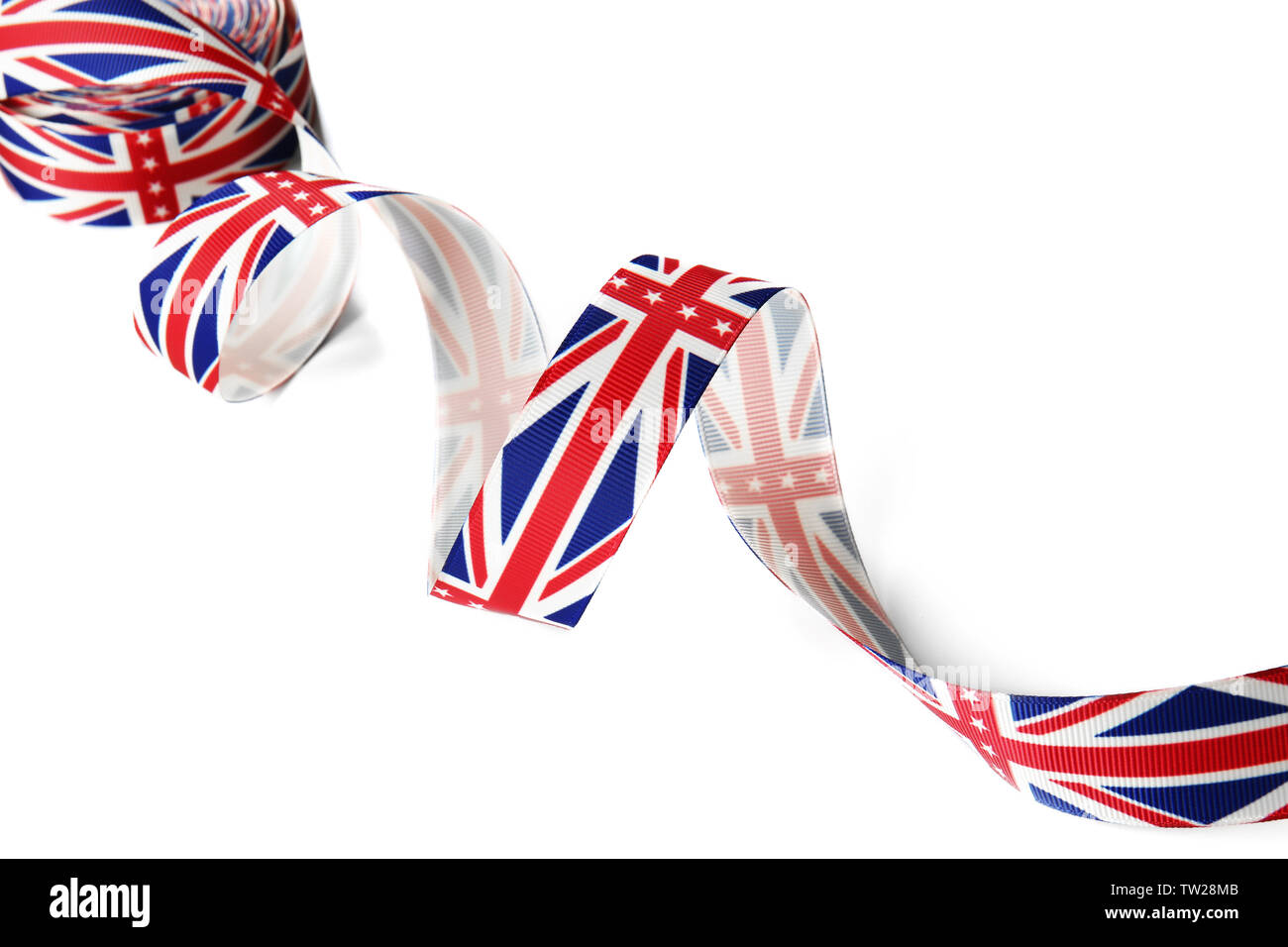 Color ribbon with British flag pattern on white background Stock Photo ...