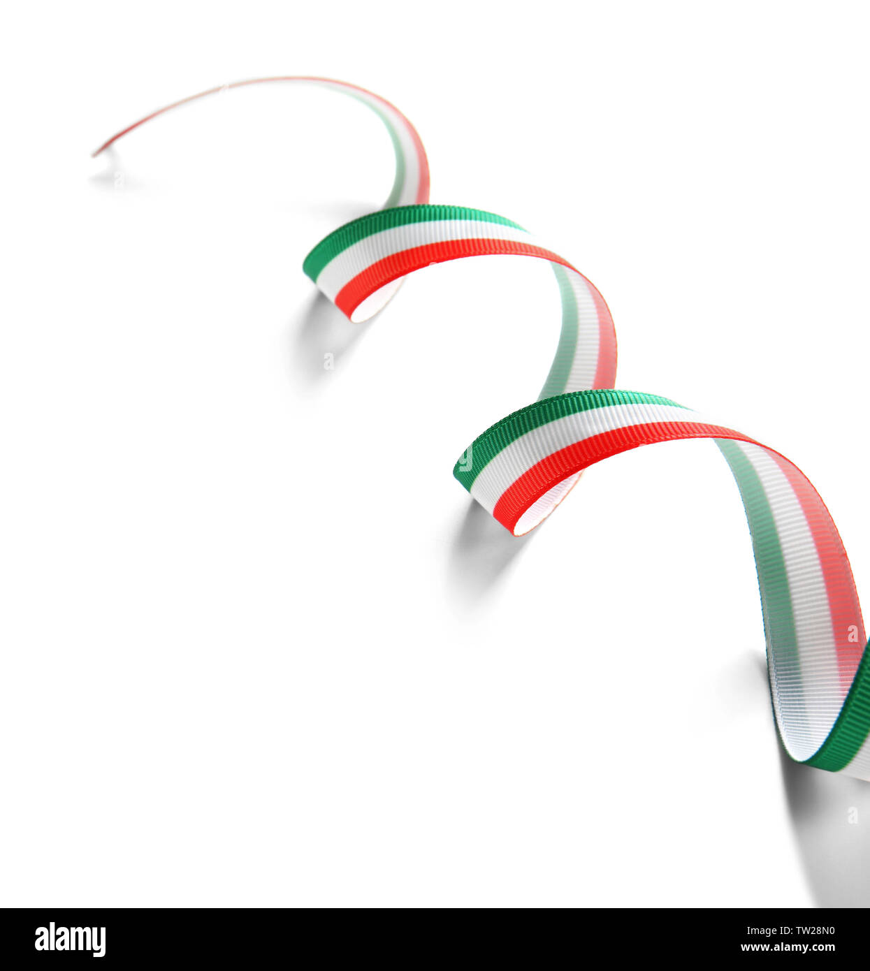 Ribbon in colors of Italian flag on white background Stock Photo - Alamy
